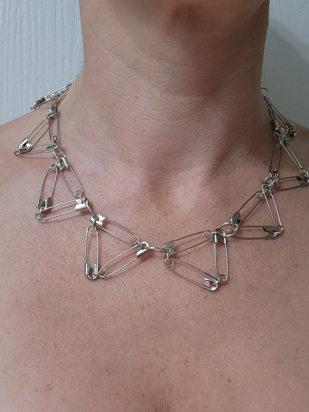 Safety Pin Collar Necklace Handmade Jewelry Unisex Hardware Metal - Etsy