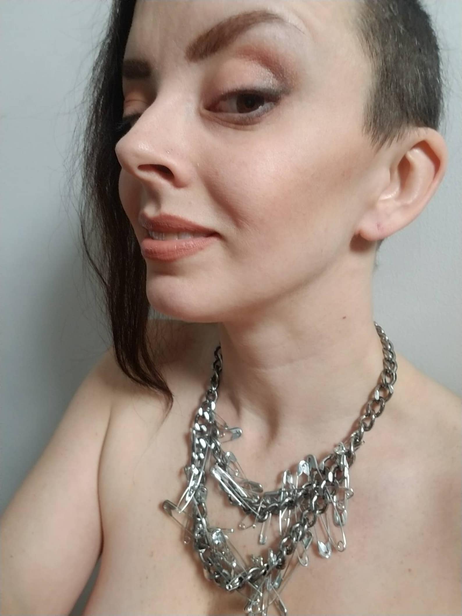 Safety pin necklace double chain necklace handmade punk | Etsy