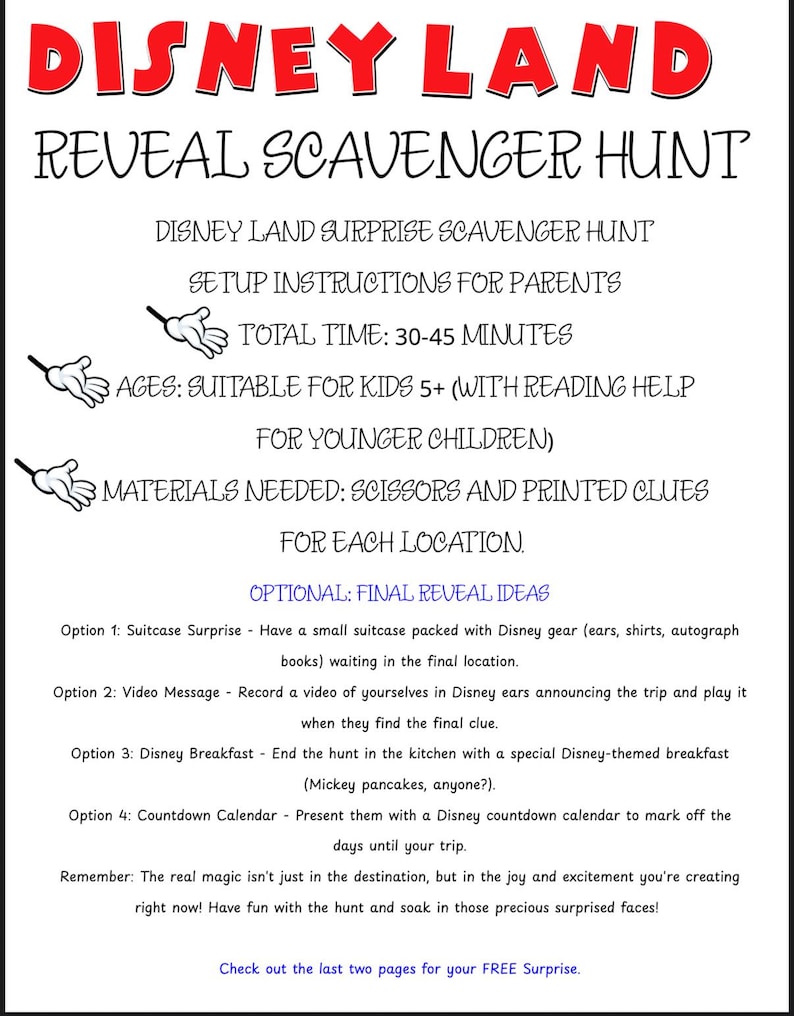 Disneyland REVEAL Scavenger Hunt - Etsy