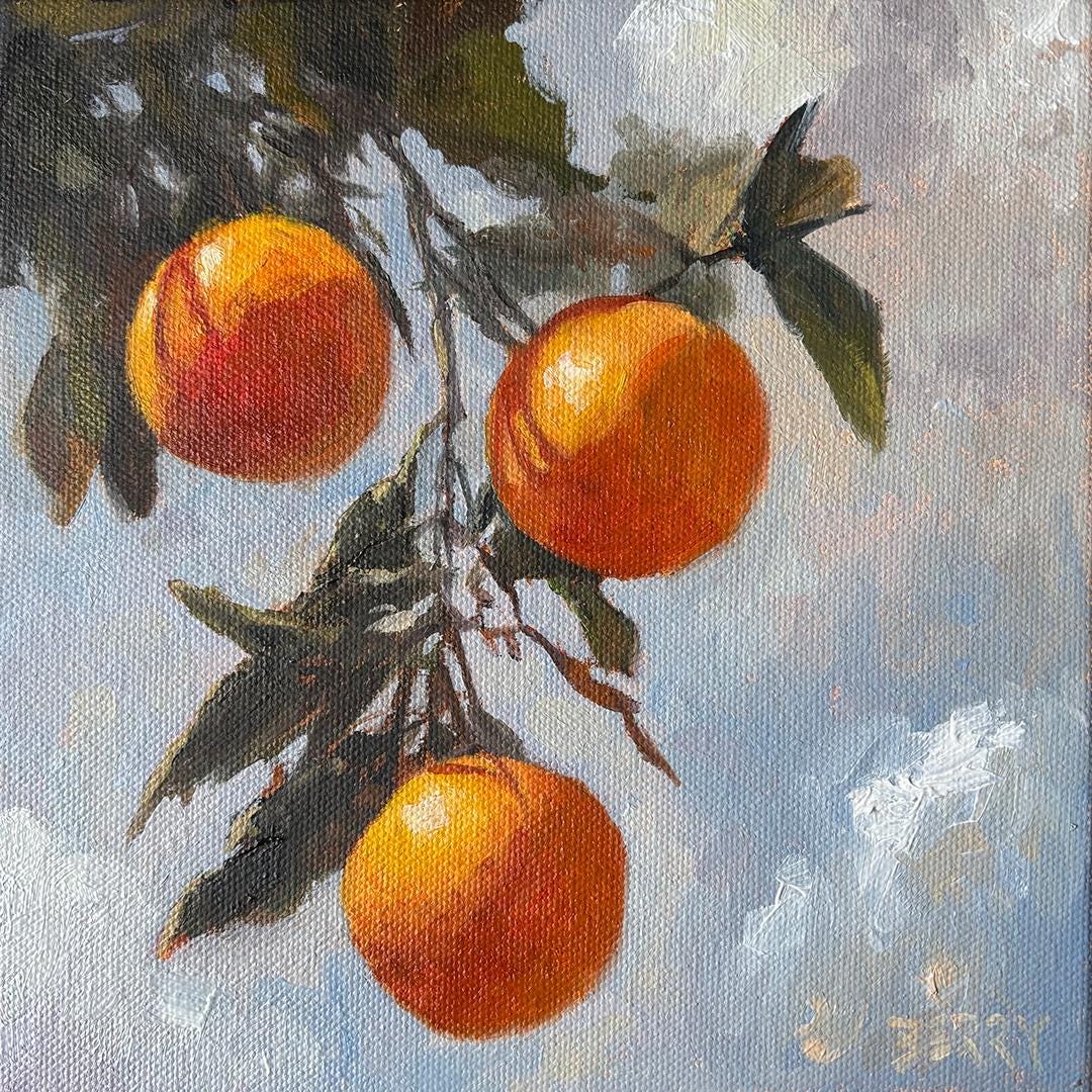 ORIGINAL, Oranges on a Branch, Oil Painting, Plein Air, Florida, Study ...