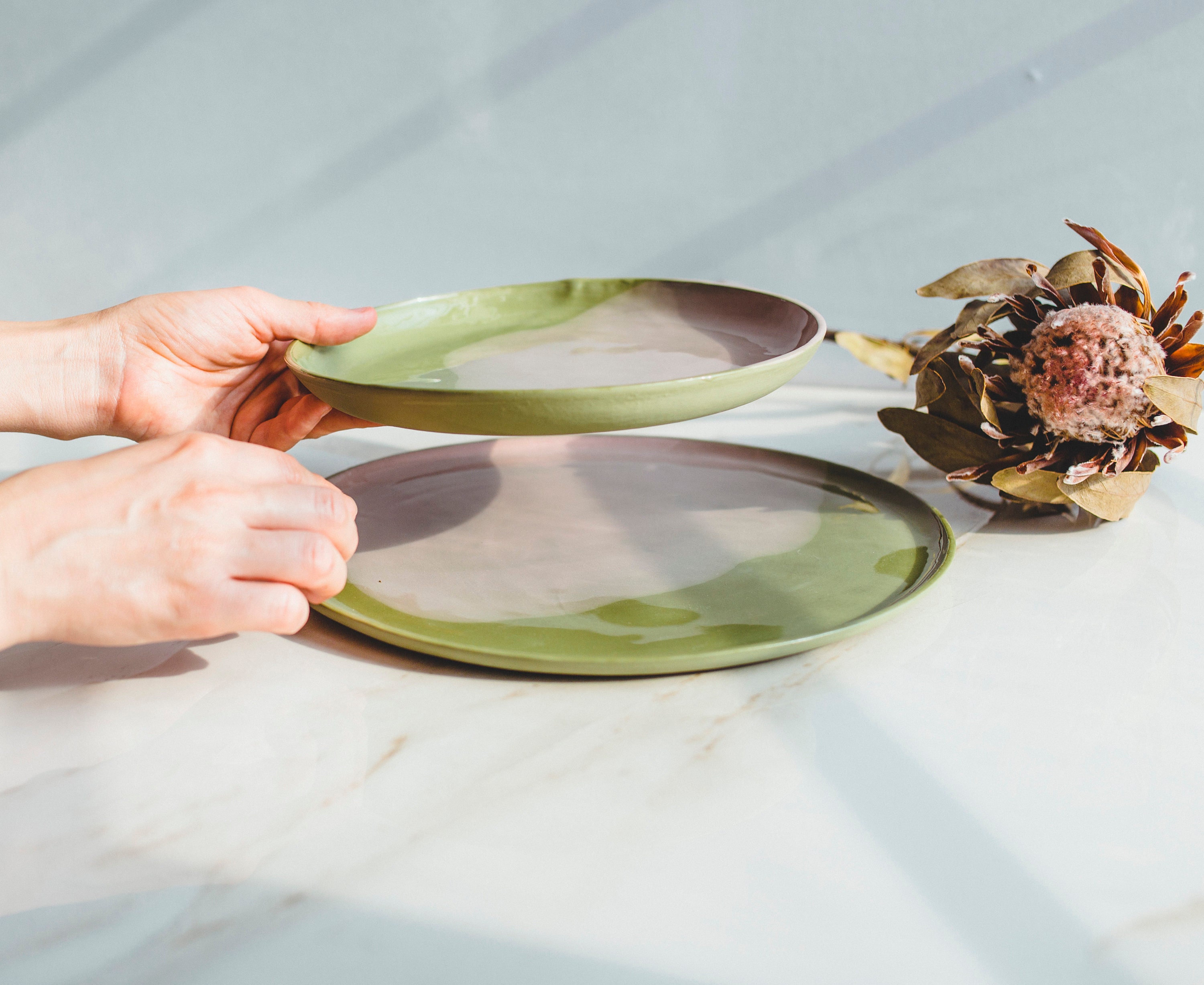 Stoneware Dinnerware Set Wedding Gift for Couple, Handmade Pottery ...