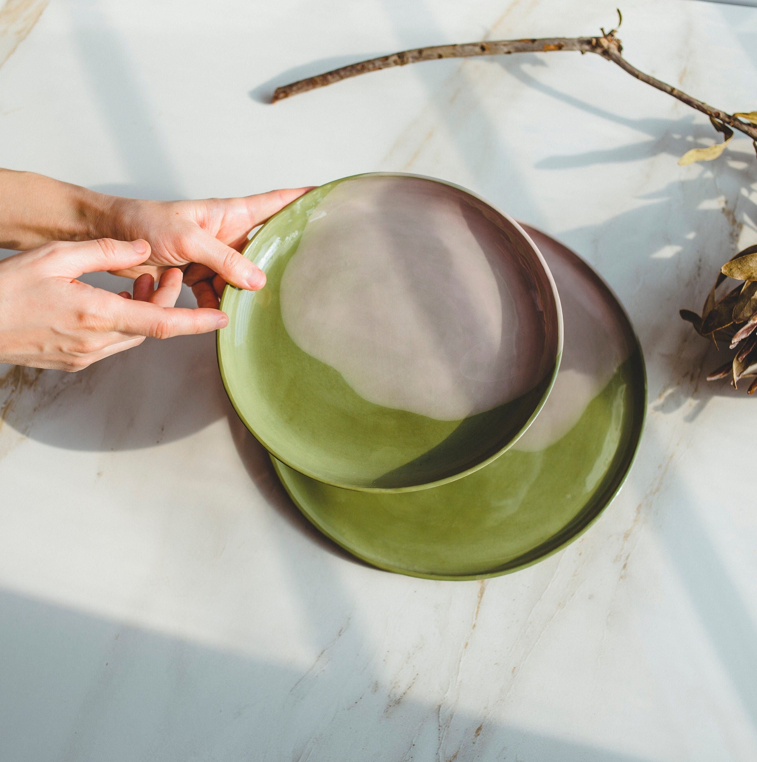 Stoneware Dinnerware Set Wedding Gift Couple, Handmade Pottery Dinner ...