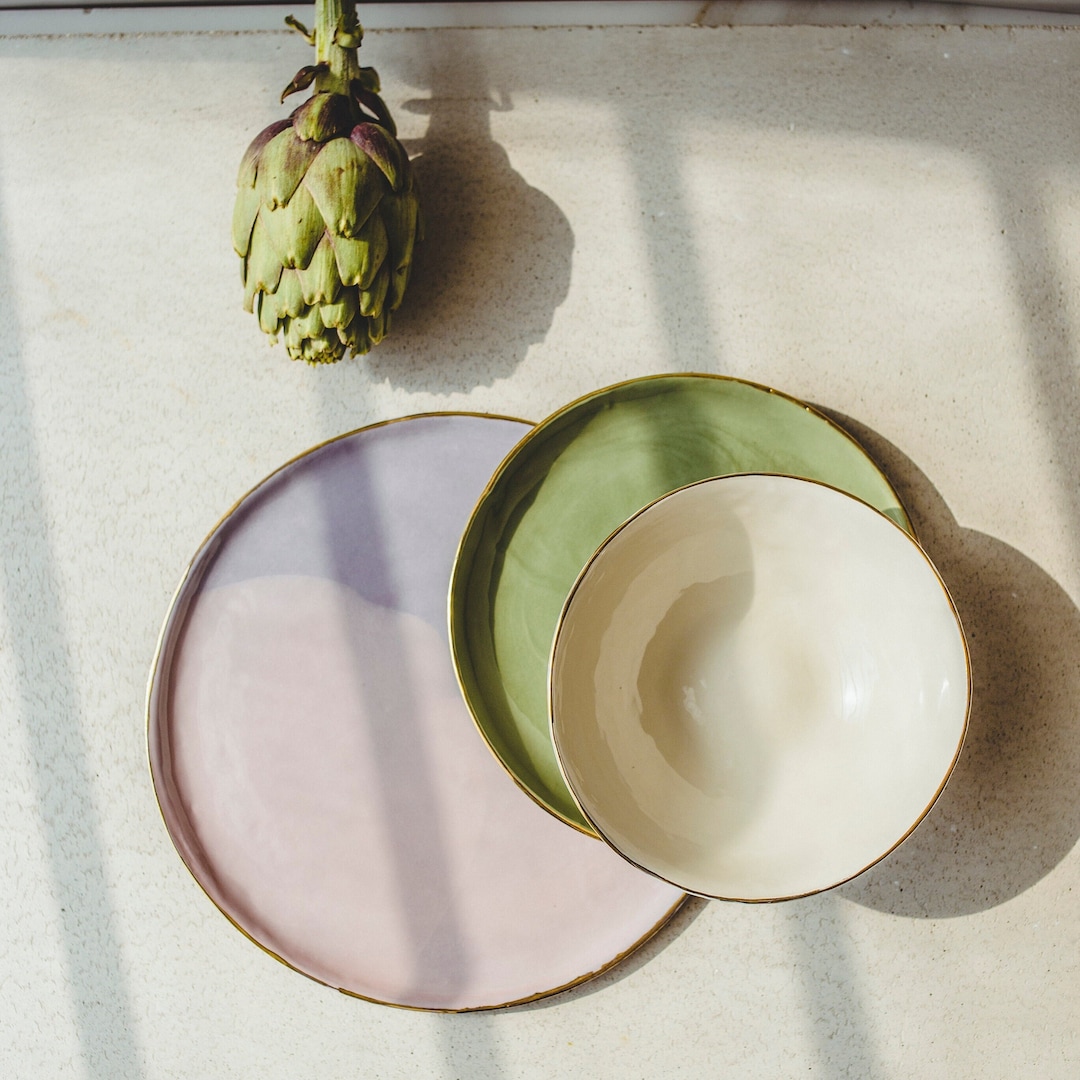 Handmade Pottery Dinner Plates, Modern Ceramics Mismatched Plates ...