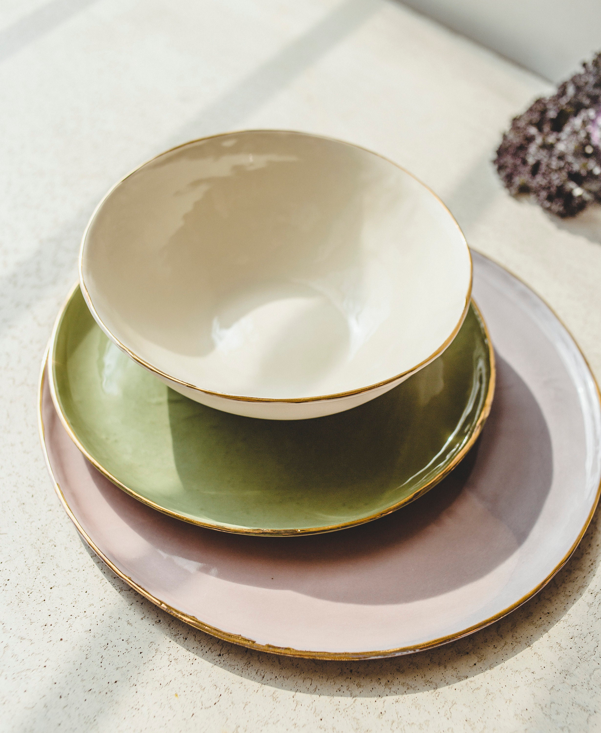 Handmade Pottery Dinner Plates, Modern Ceramics Mismatched Plates ...