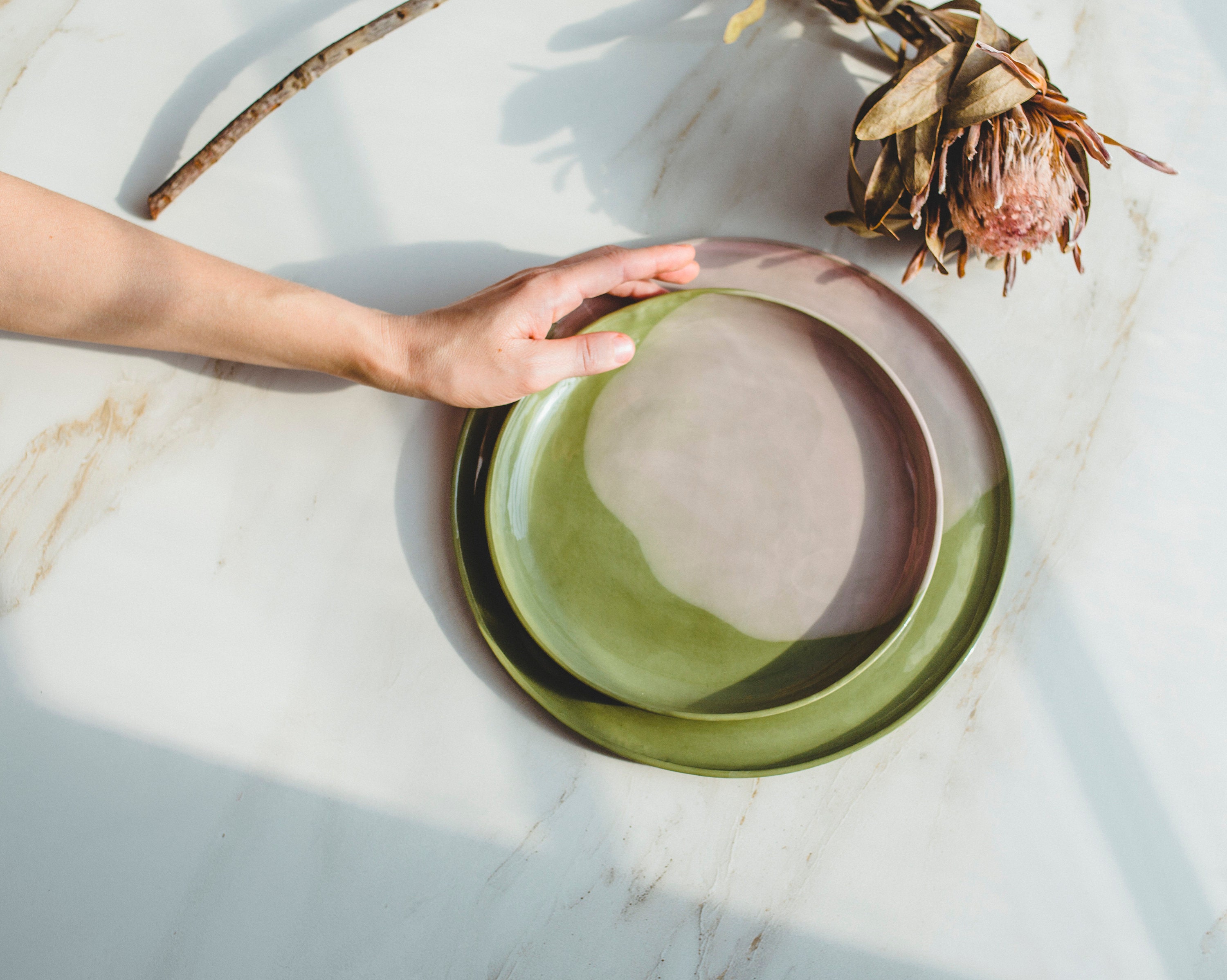 Stoneware Dinnerware Set Wedding Gift for Couple, Handmade Pottery ...