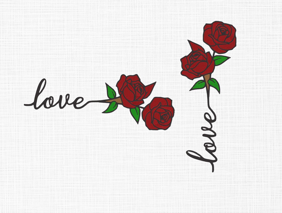 Love Rose Embroidery Design Red Rose Embroidery Design Love Font ...