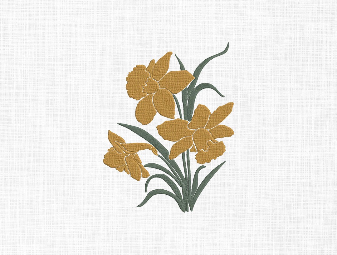 Yellow Flower Embroidery Design Daffodil Flower Embroidery Design Bloom ...
