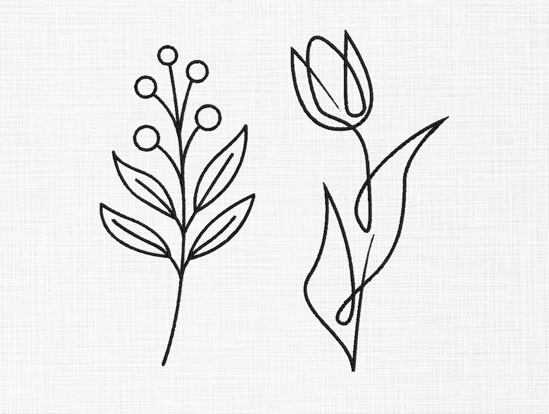 Flower Embroidery Design Line Art Embroidery Design Flower Line Art ...