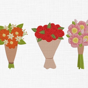 Flowers Bundle Embroidery Design Flower Bouquet Embroidery Design ...