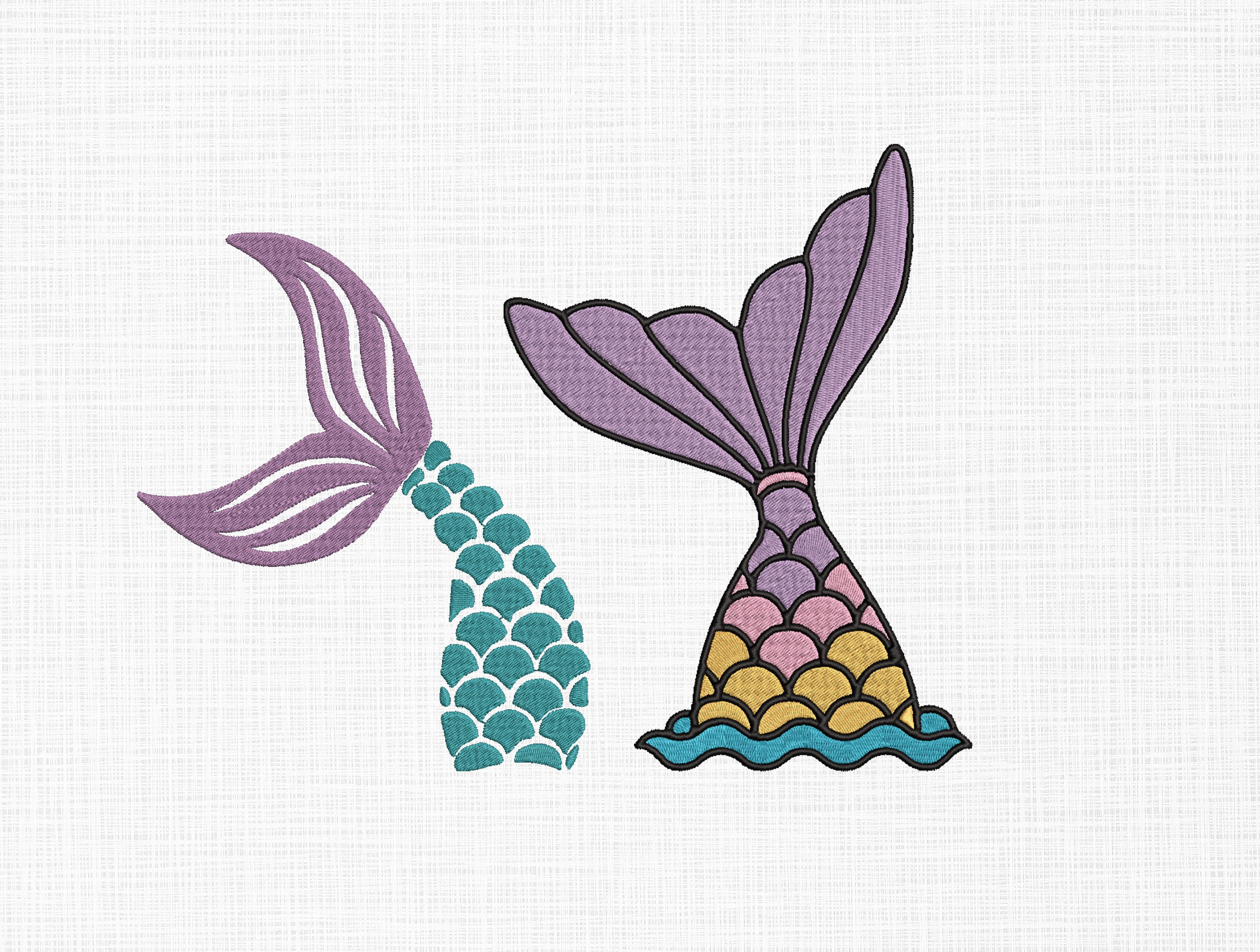 Mermaid Tail Embroidery Design Mermaid Embroidery Design Sea Animal ...