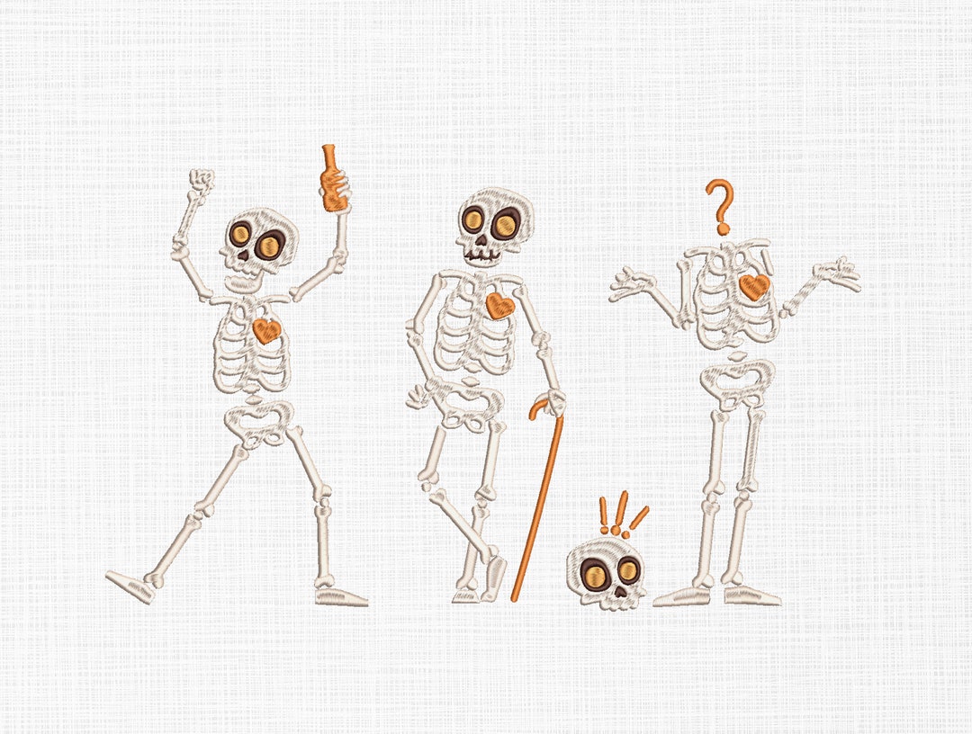 Skelton Embroidery Design Dancing Skull Embroidery Design Ghost ...