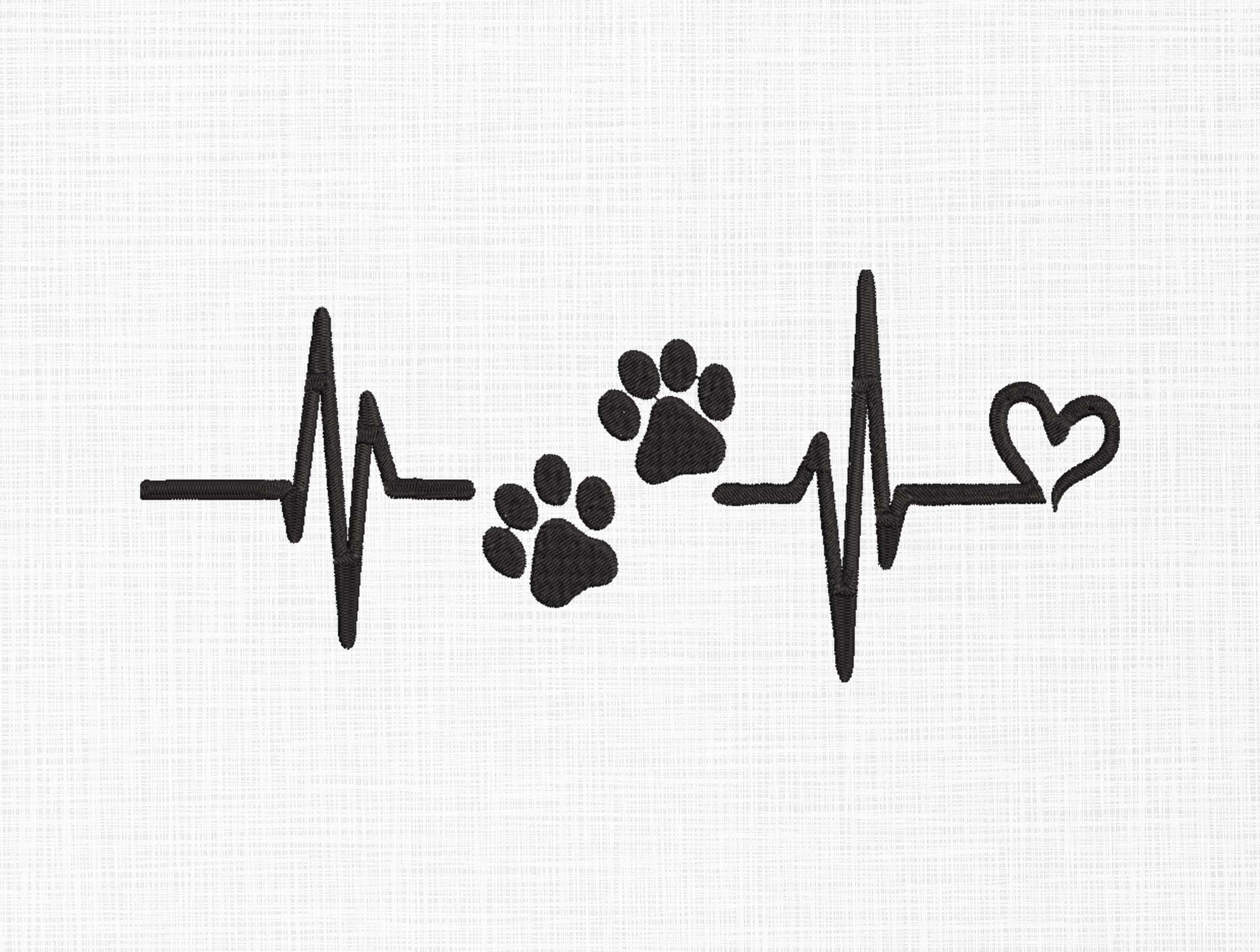 Paw With Heartline Embroidery Design Footprints Embroidery Design ...