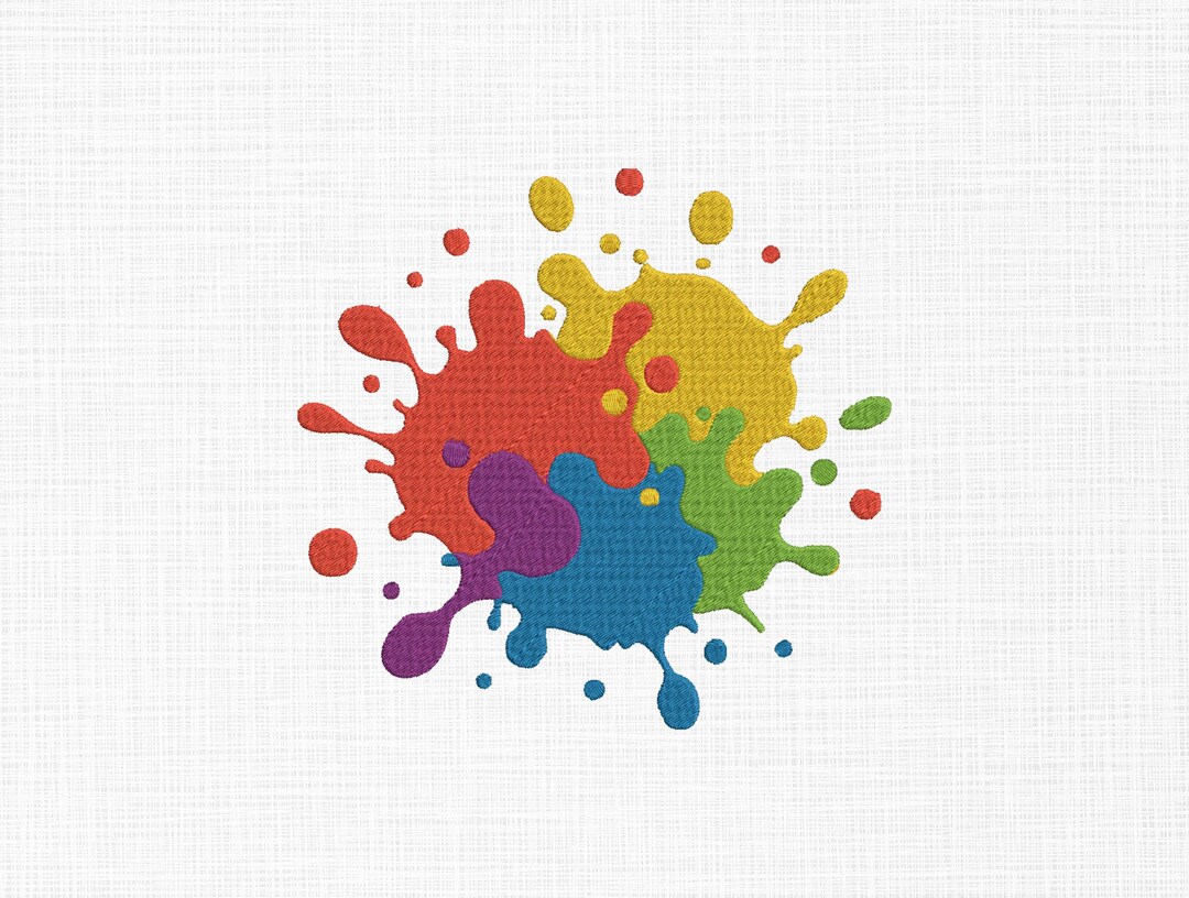 Paints Splash Embroidery Design Paints Splatter Embroidery Colorful ...