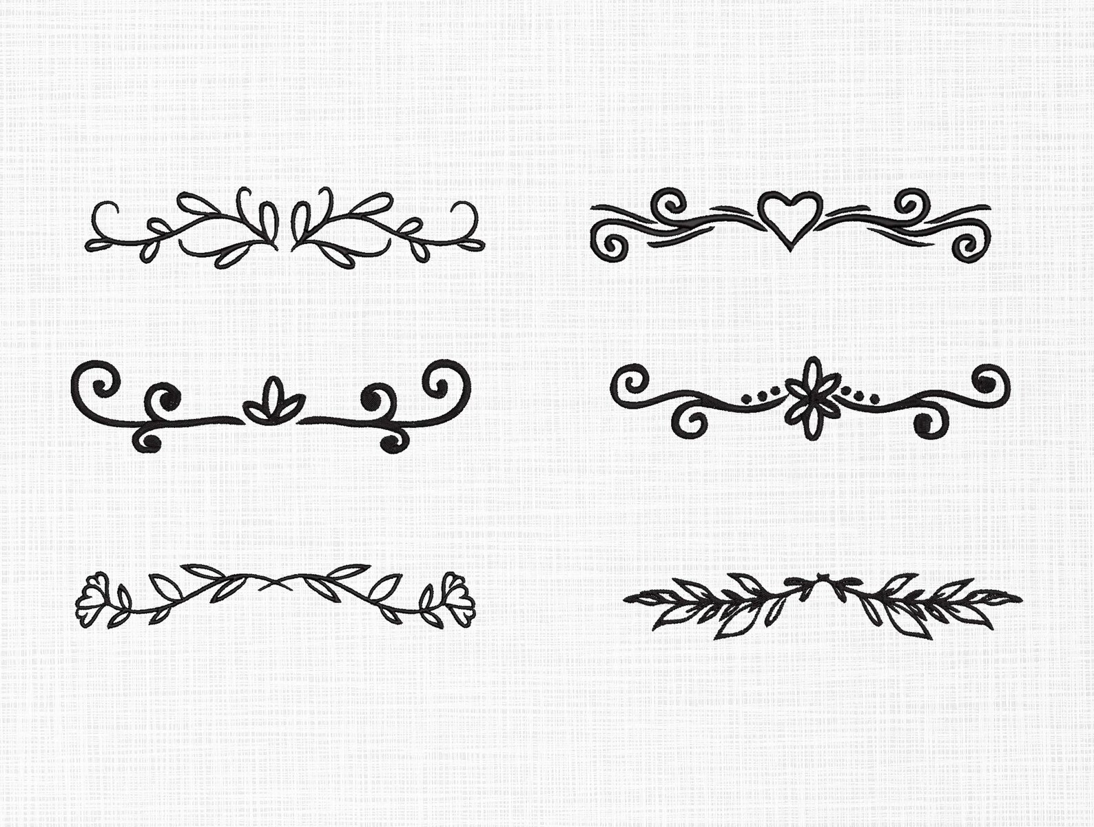 Flower Swirl Border Embroidery Curly Accent Border Embroidery Floral ...