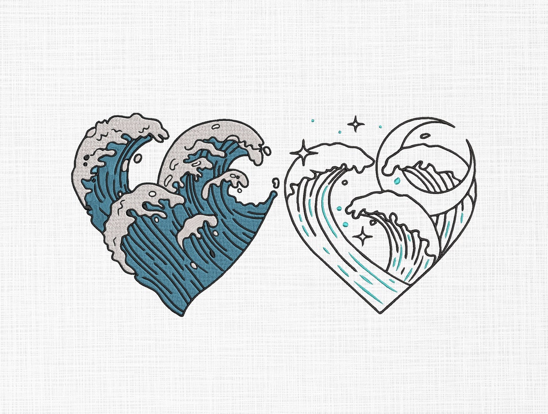 Heart Wave Embroidery Design Wave Embroidery Design Wave File Machine ...