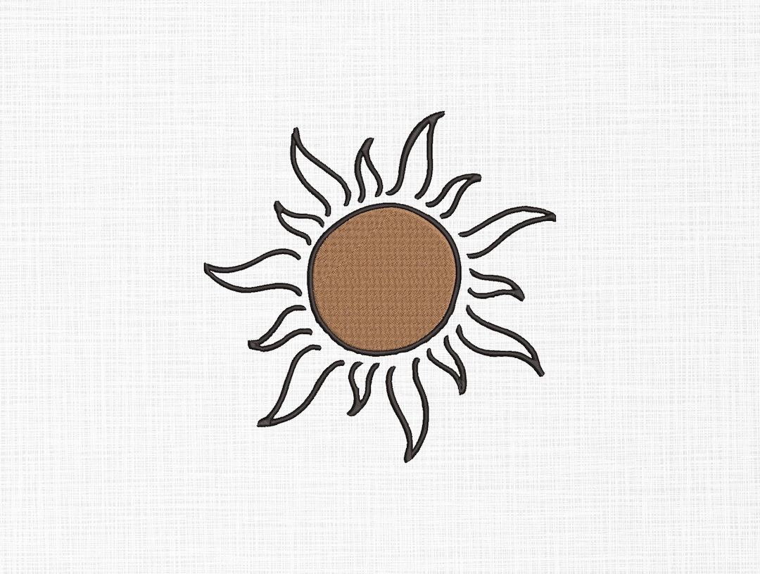 Boho Sun Embroidery Design Sun Embroidery Design Boho Line Art Sun ...