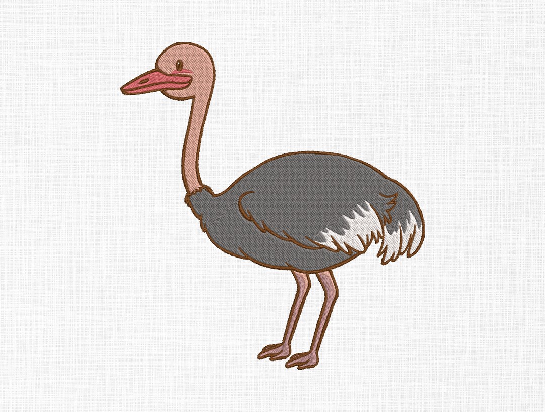 Ostrich Embroidery Design Animals Embroidery Cute Ostrich Bird ...