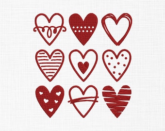 Heart Bundle Embroidery Design Red Heart Embroidery Hearts Embroidery ...