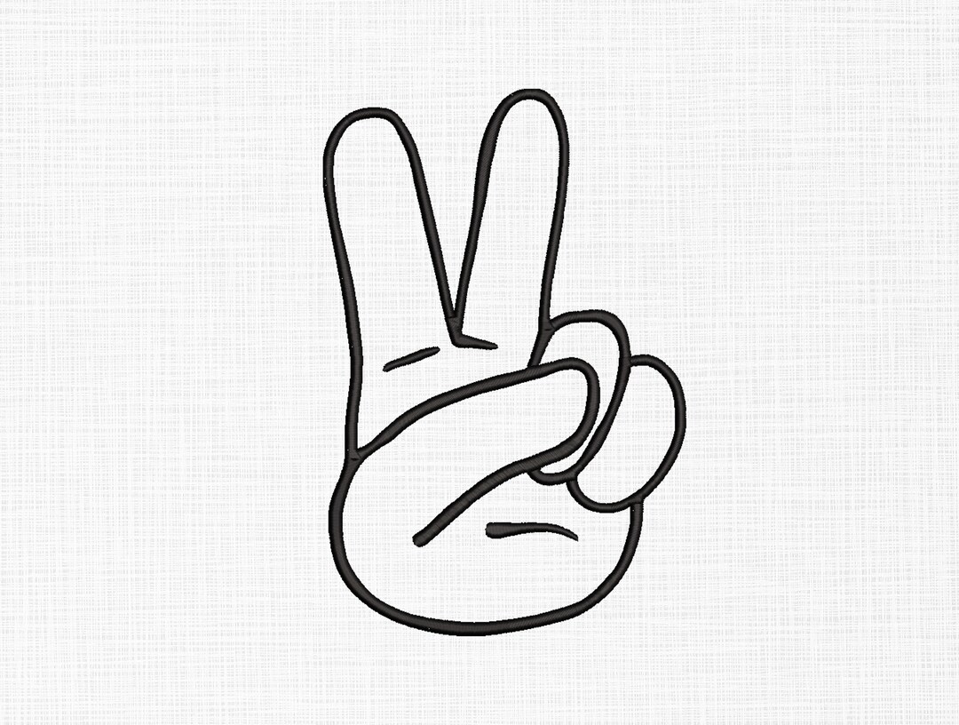 Peace Sign Embroidery Design Line Art Hand Embroidery Design V Sign ...