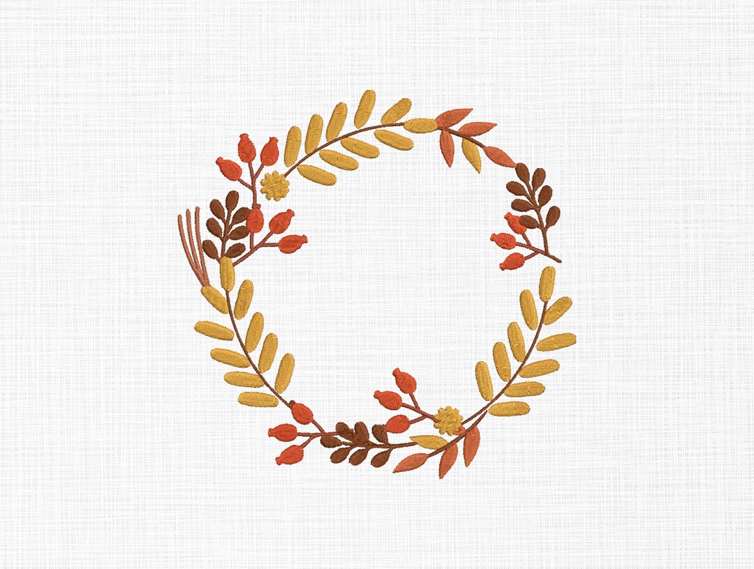 Autumn Wreath Embroidery Design Fall Wreath Embroidery Design Fall ...