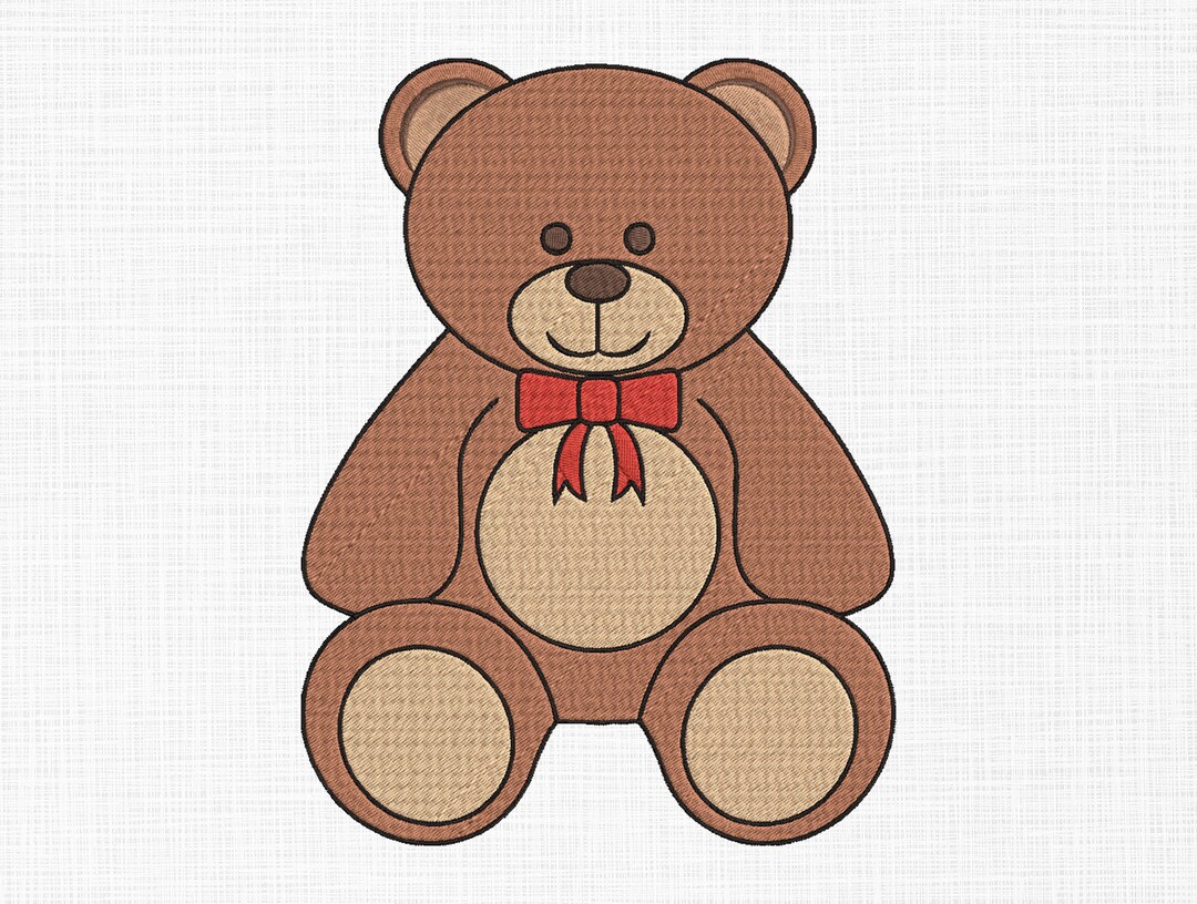 Teddy Bear Embroidery Cute Bear Embroidery Bear With Bow Embroidery ...