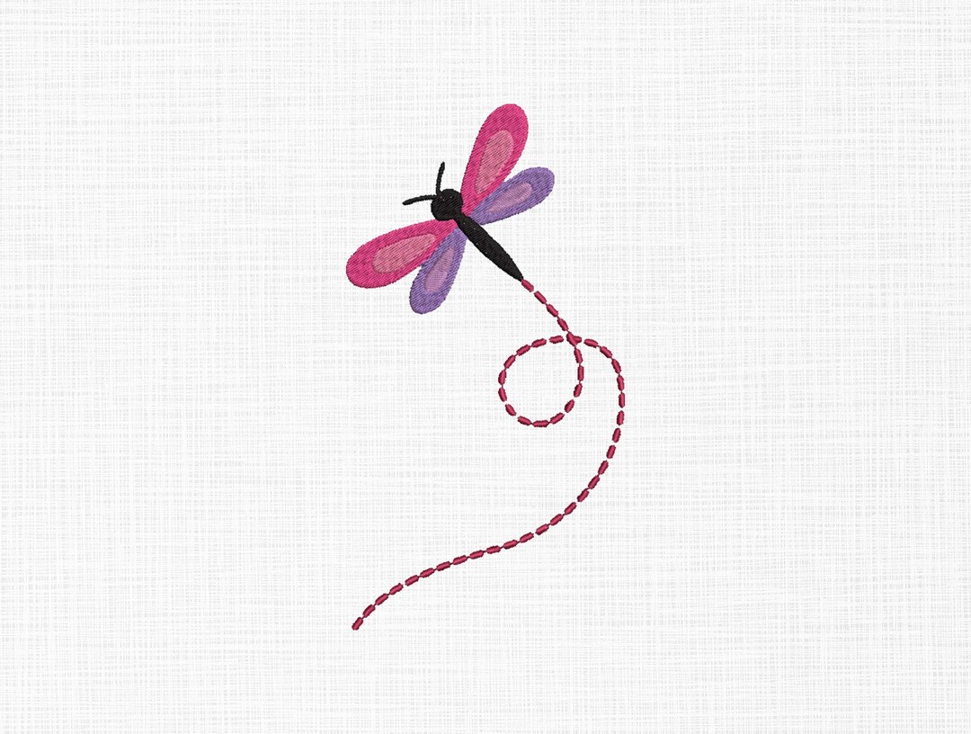 Dragonfly Embroidery Design Cute Flying Dragonfly Embroidery Flying ...