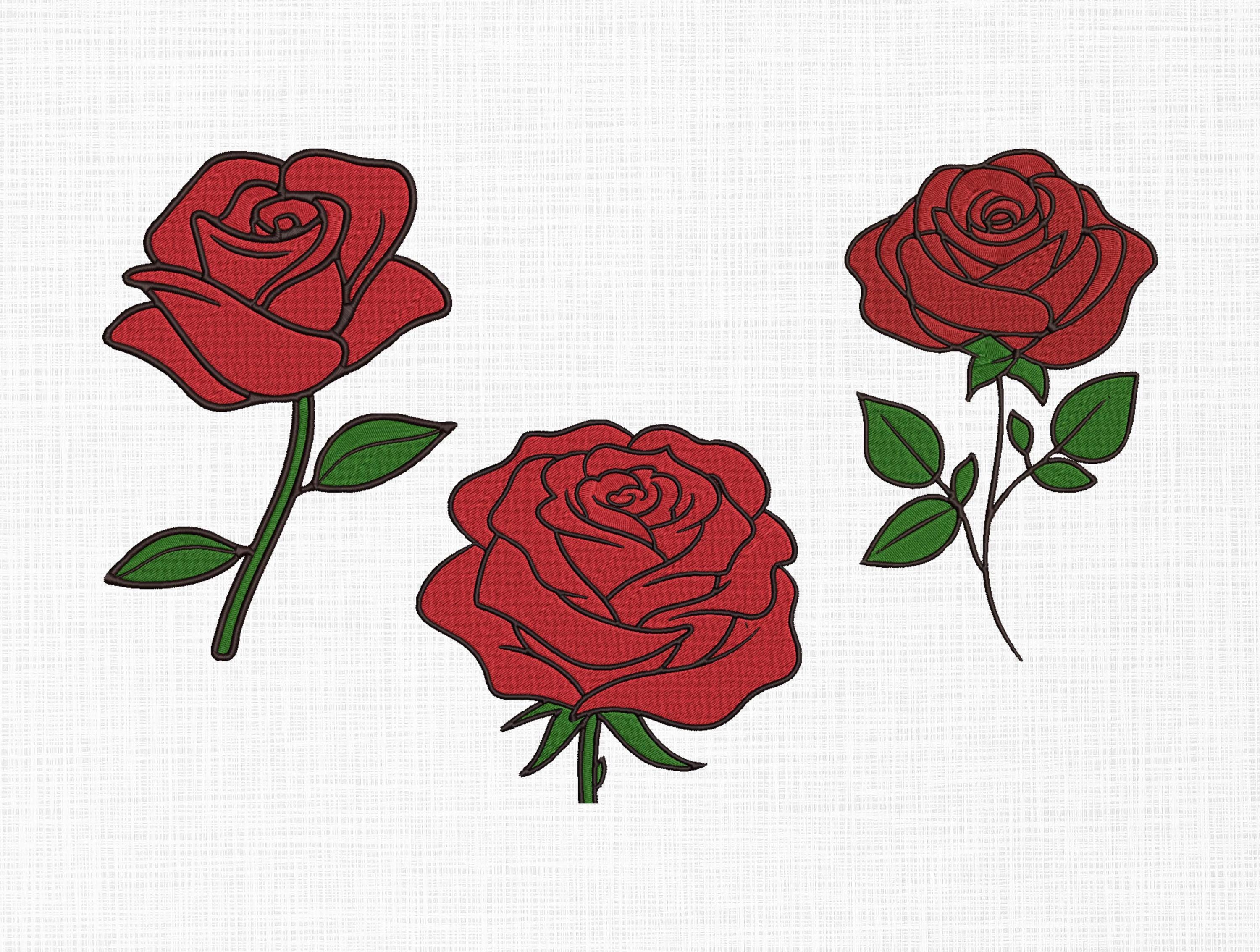 Rose Embroidery Design Red Roses Embroidery Design Rose Bud Embroidery ...