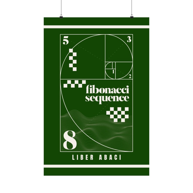 Fibonacci Sequence Poster Math Art Print, Golden Ratio Wall Decor ...