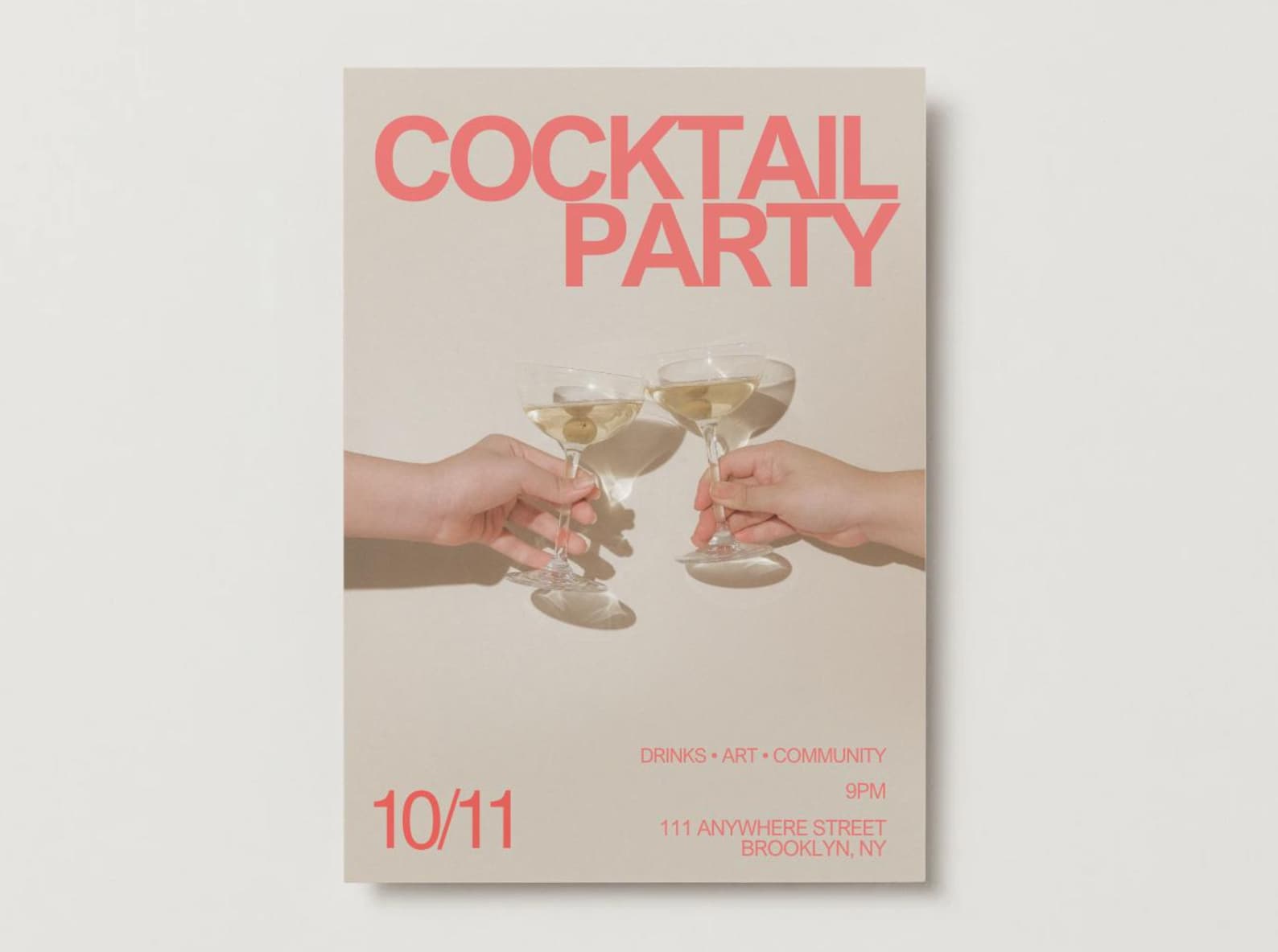 Cocktail Party Invitation & Poster | 2 for 1 Art Party Templates ...