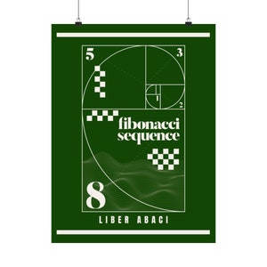 Fibonacci Sequence Poster Math Art Print, Golden Ratio Wall Decor ...