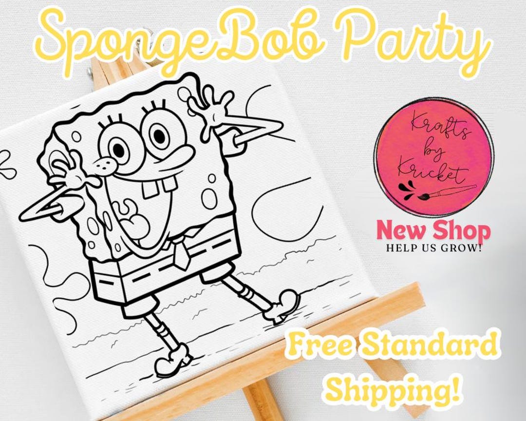 Spongebob Squarepants Paint Party Set Watercolor Canvas Art Ideal for ...