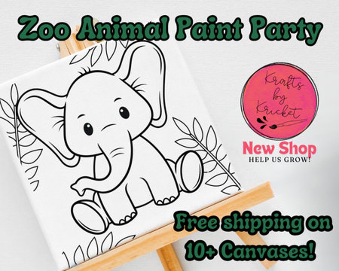 Zoo Animal Paint Party Kit Watercolor Paint Kit Zoo Animal Themed ...