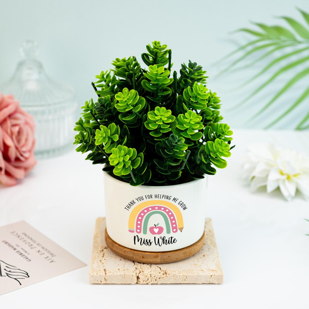 Custom Teacher Appreciation Gift, Thank You Helping Me Grow Flower Pot ...