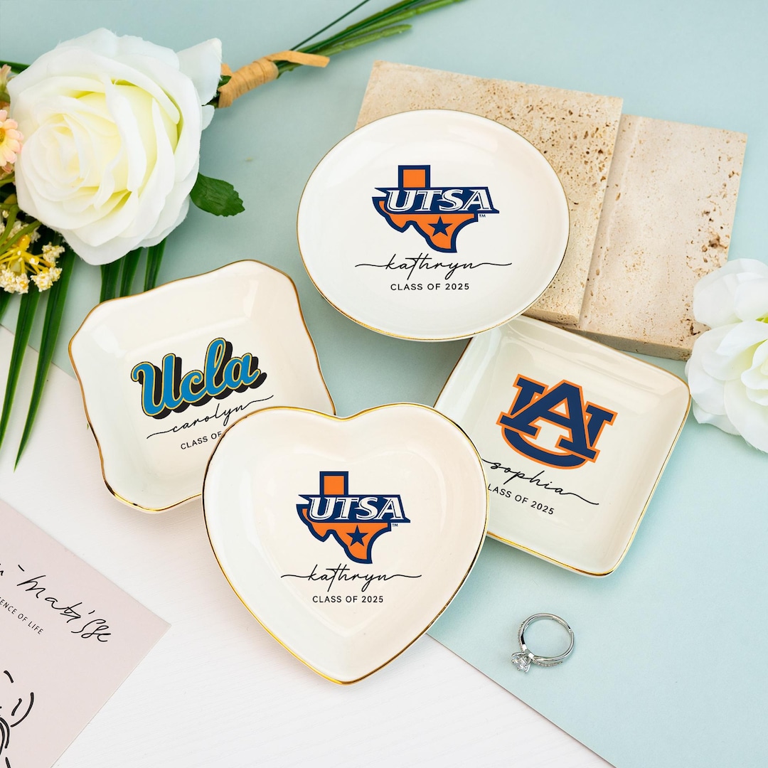 Custom University College Logo Ring Dish, Personalized Graduation Gift ...