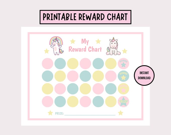 Kids Unicorn Reward Chart Printable Sticker Chart Behavior Chart Chore ...