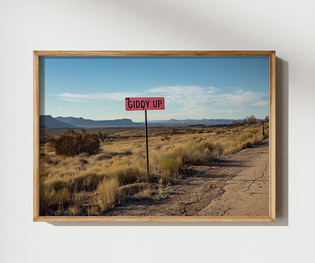 Retro Roadtrip Pink Giddy up Sign Print, Western Cowgirl Print, Western ...
