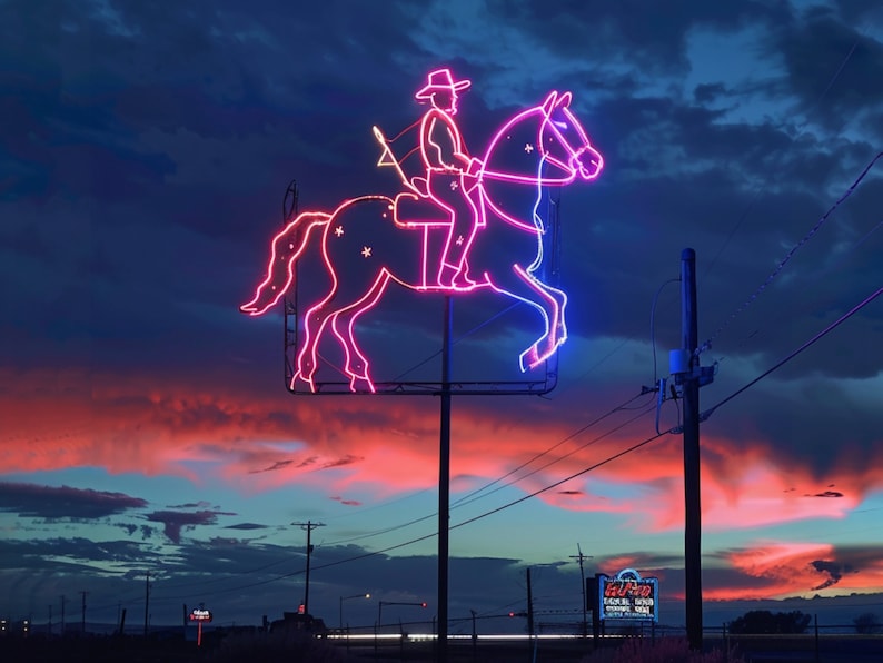 Cowboy Neon Sign Art Print, Western Cowgirl Print, Ranch Wall Decor ...