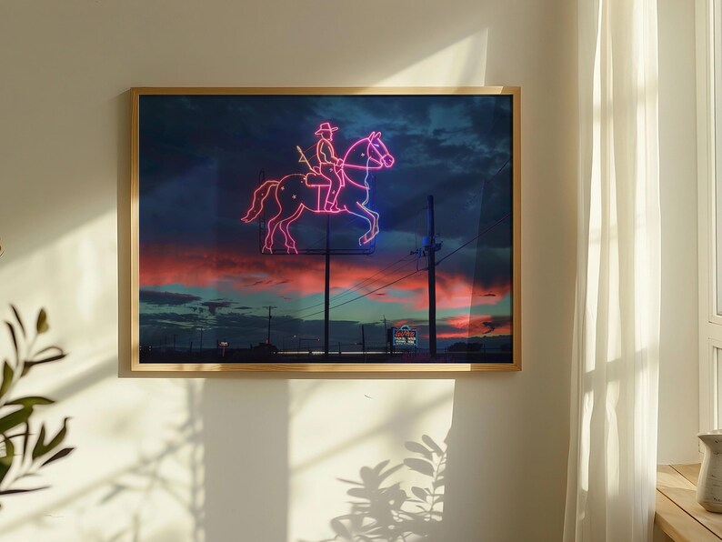Cowboy Neon Sign Art Print, Western Cowgirl Print, Ranch Wall Decor ...