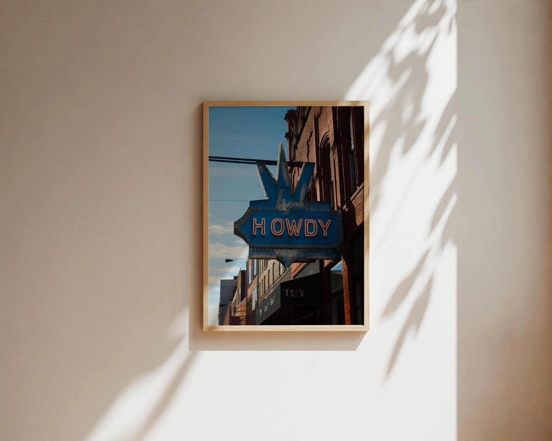 Blue Retro Marquee Howdy Sign Art Print, Western Cowgirl Print, Ranch ...