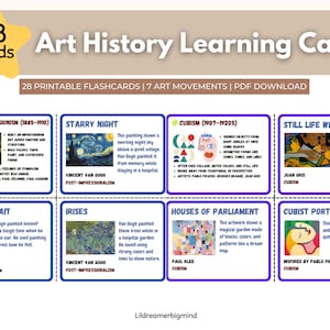 Art History Learning Cards– 28 Printable Cards | 7 Art Eras | PDF ...