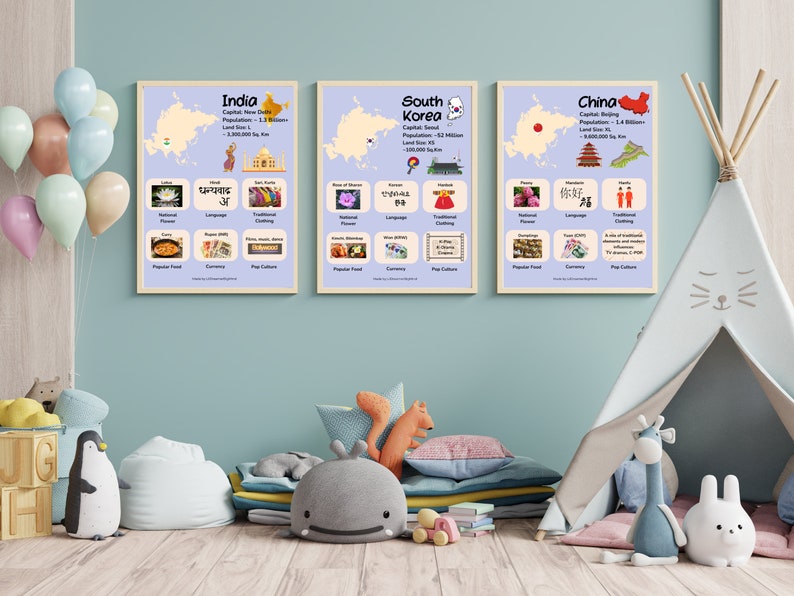 Asian Countries Culture Posters - Printable Fun Facts Learning for Kids ...