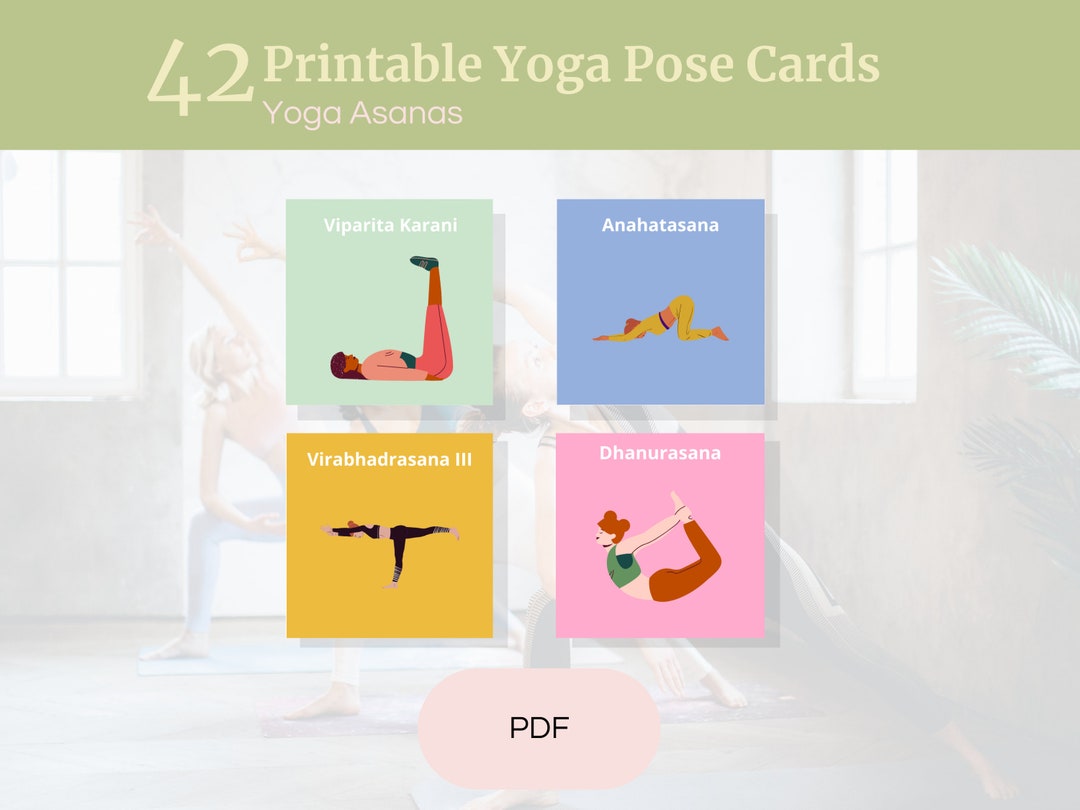 Set of 42 Printable Asana Cards, Yoga Pose, Cards in Sanskrit, Yoga ...