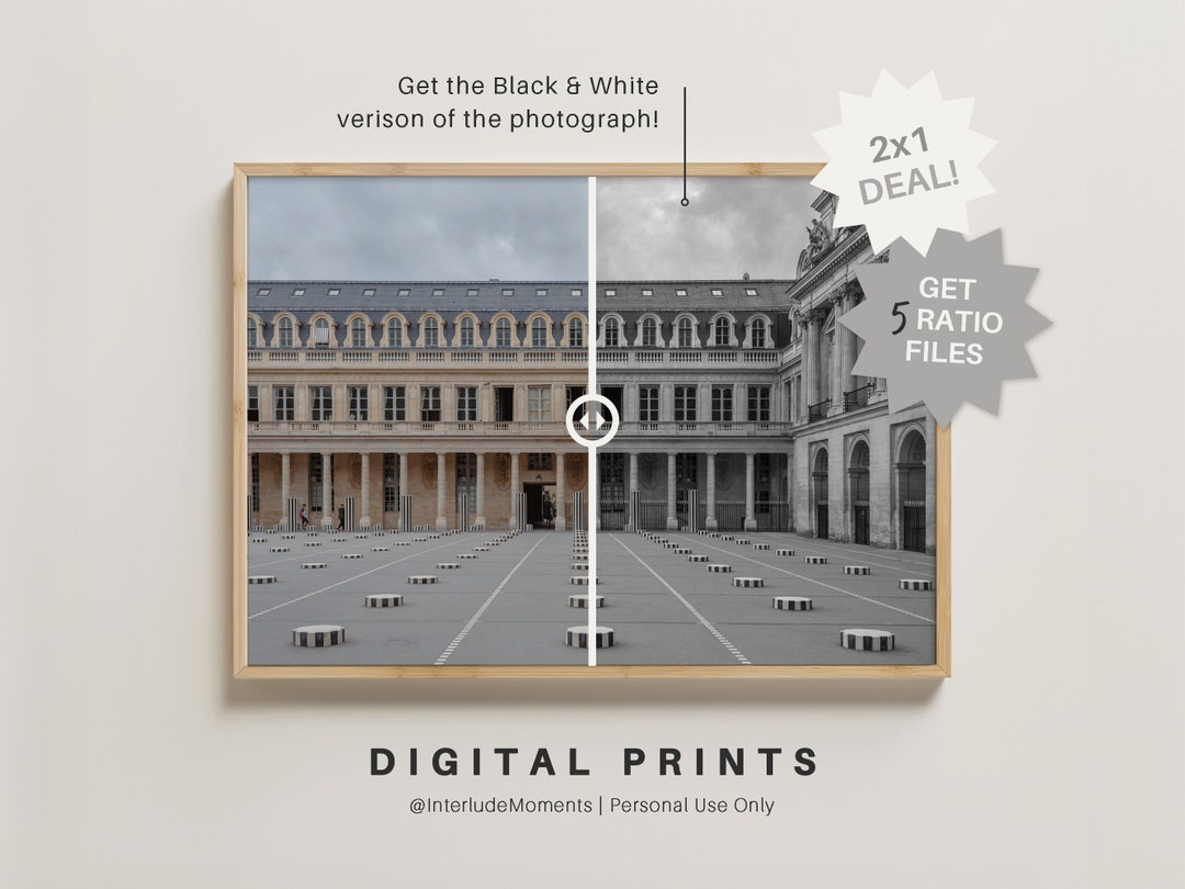 Paris Architecture Horizontal Printable Wall Art Bogo Black & White ...