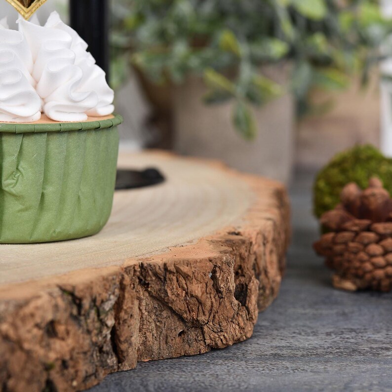 Live Edge Cake Stand Wedding Cupcake Display Natural Wood Tree Slice ...