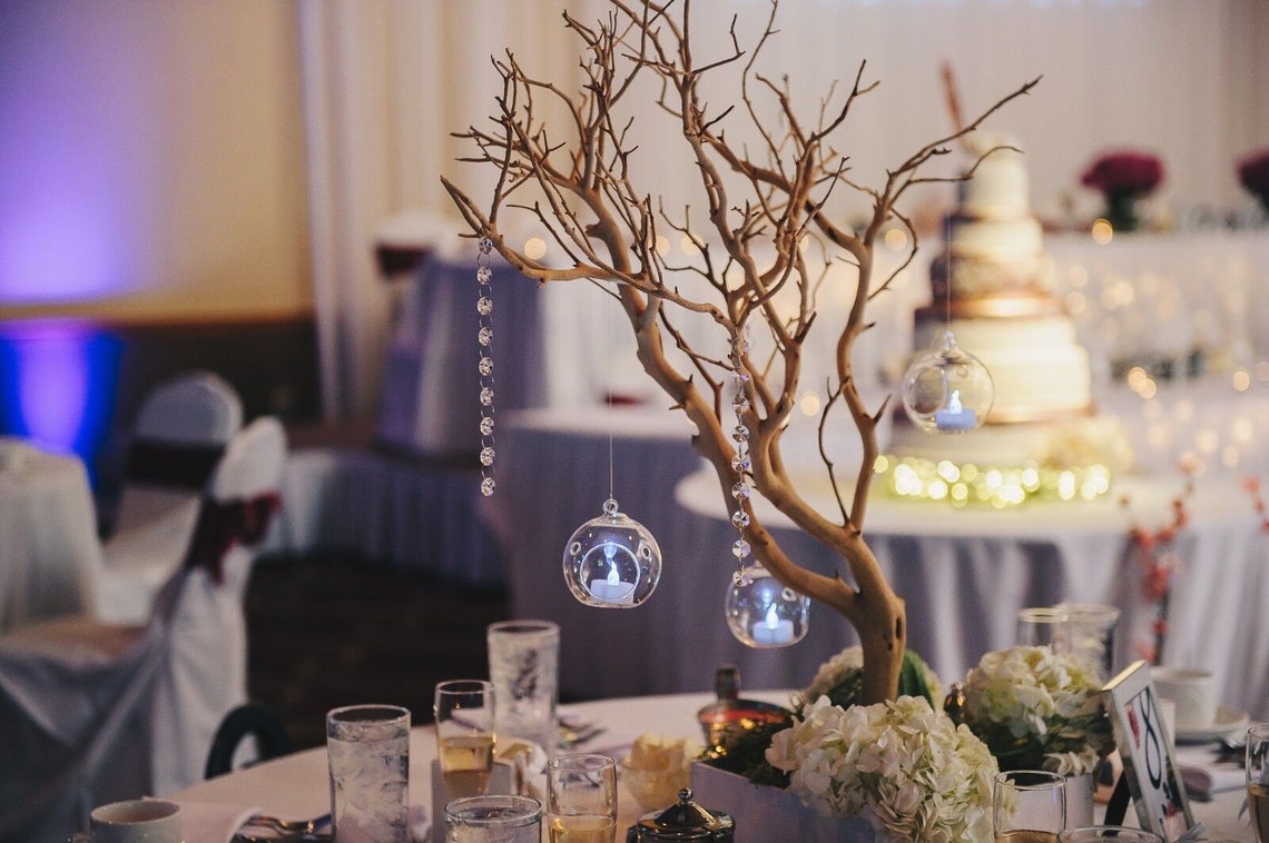 20in Manzanita Centerpieces With Sturdy Wood Slice Bases Wedding ...