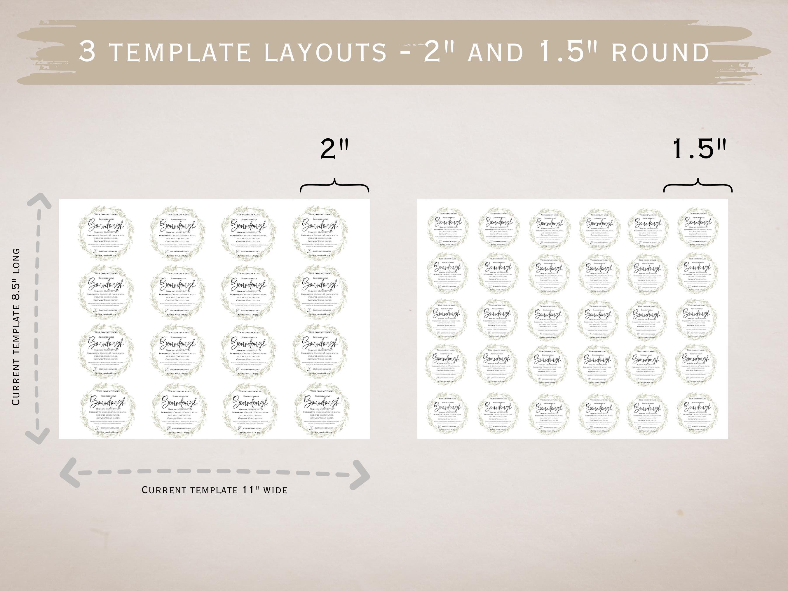 Editable Baking Label Custom Round Sticker Template for Bread Printable ...