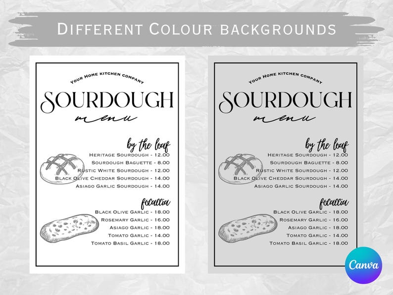 Sourdough Menu Template: Editable Bakery Menu Design (digital Download ...
