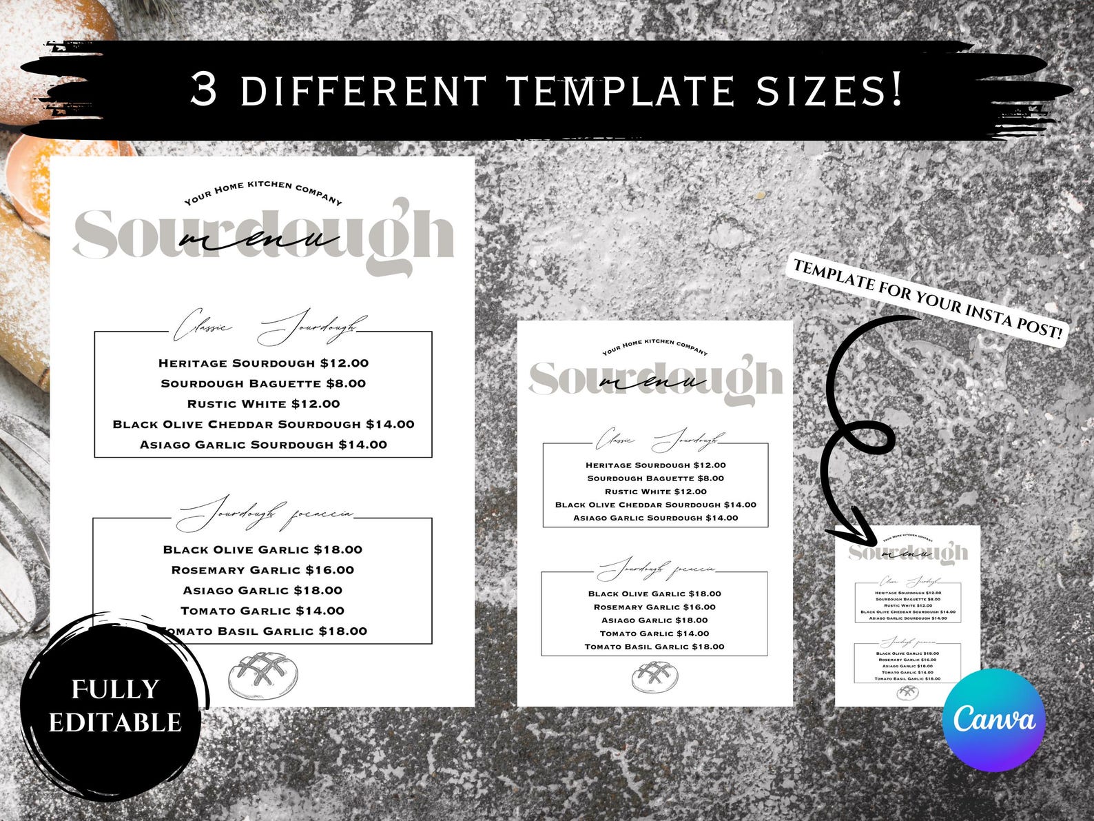 Sourdough Menu Template: Bakery Menu Design (digital Download) - Etsy