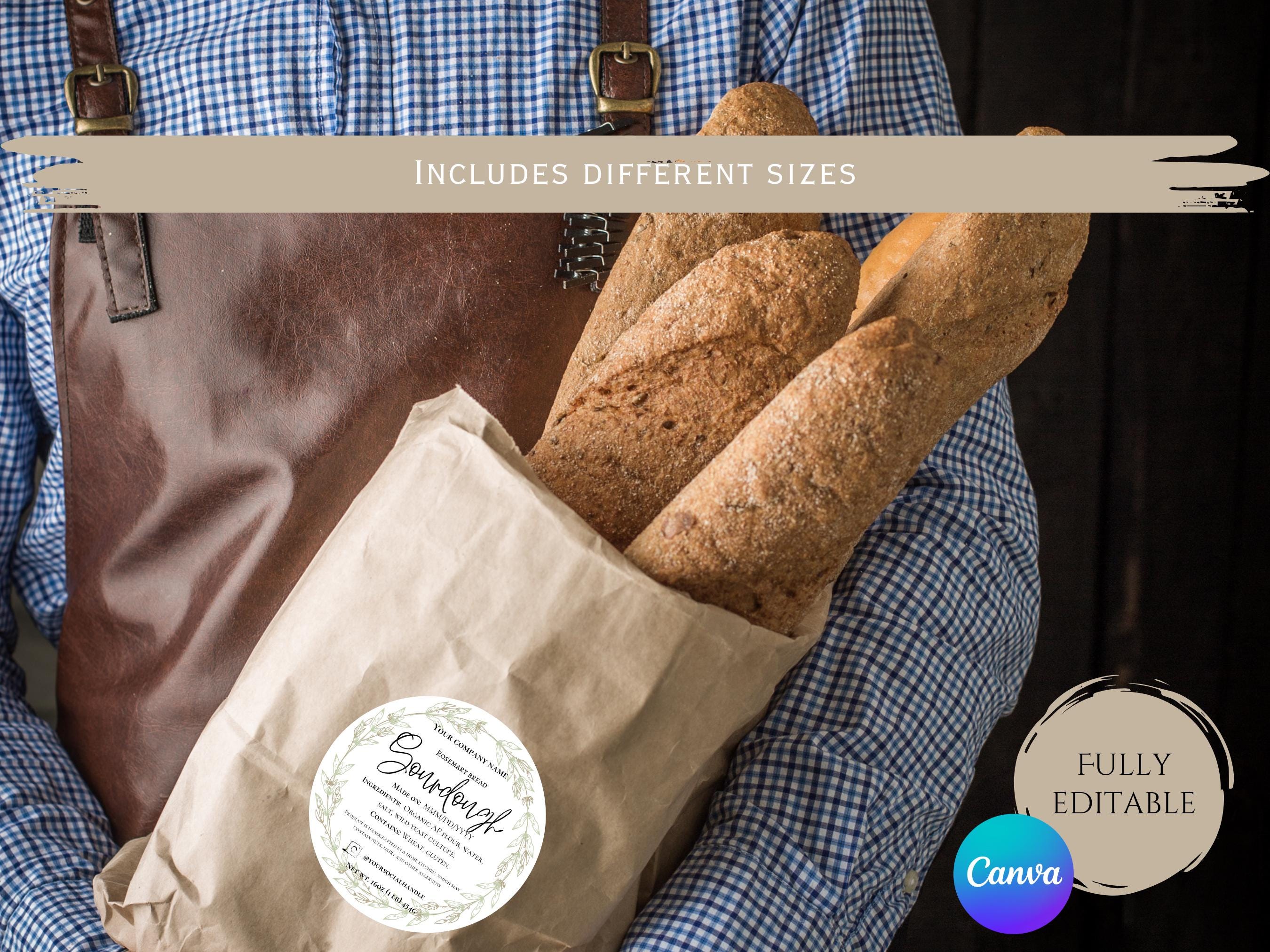 Editable Baking Label | Custom Round Sticker Template for Bread ...