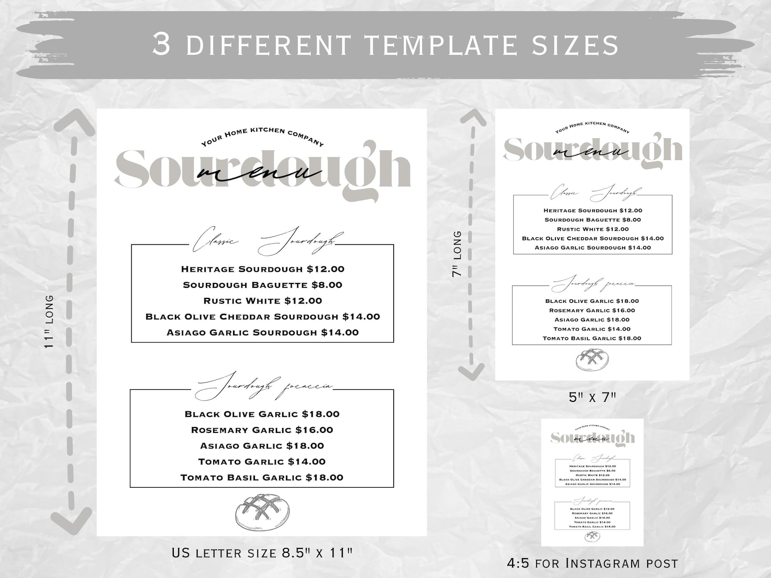 Sourdough Menu Template: Bakery Menu Design (digital Download) - Etsy